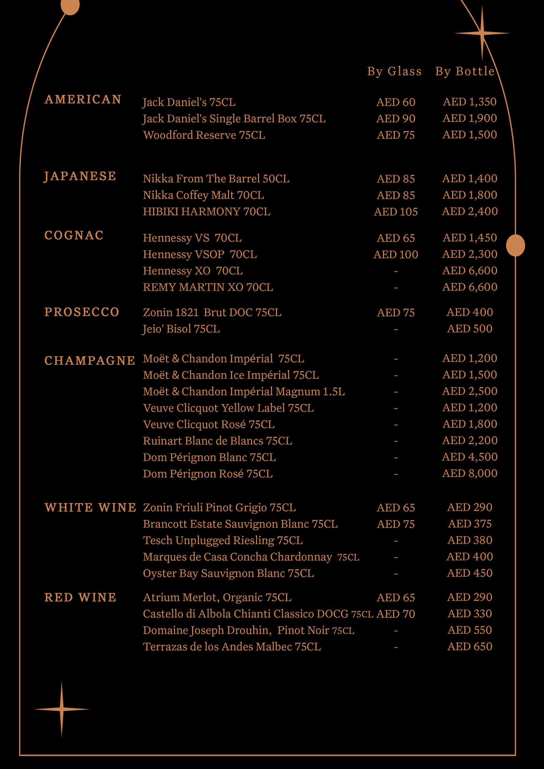 Menus - Citadelle Dubai